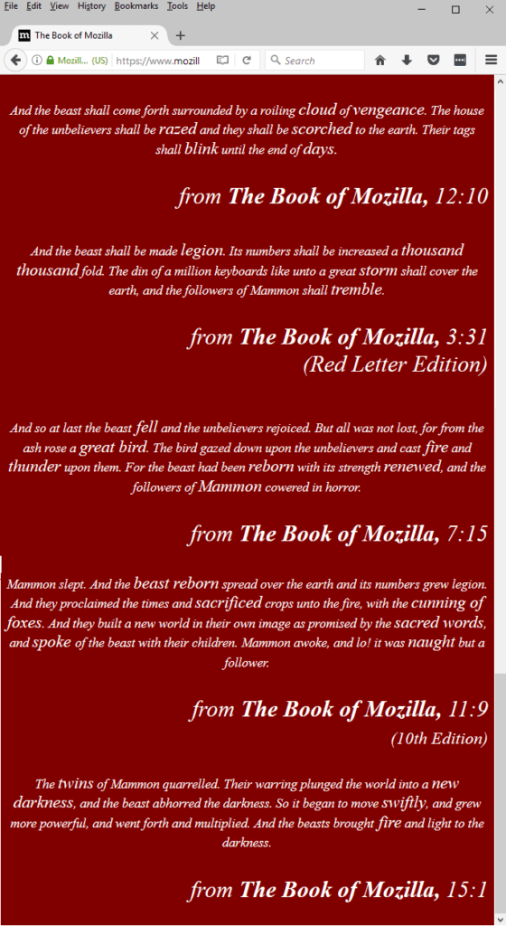 Mozilla Firefox Easter Eggs | Alexander's Blog