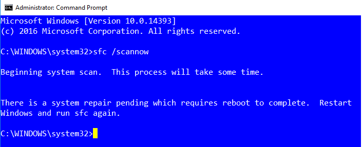 Solution for Error “There is a system repair pending which requires ...